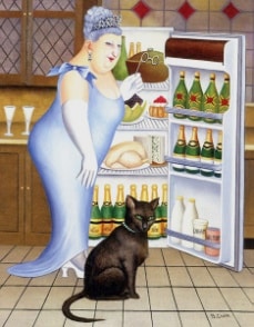 Percy at the Fridge Silk Screen - Beryl Cook Prints